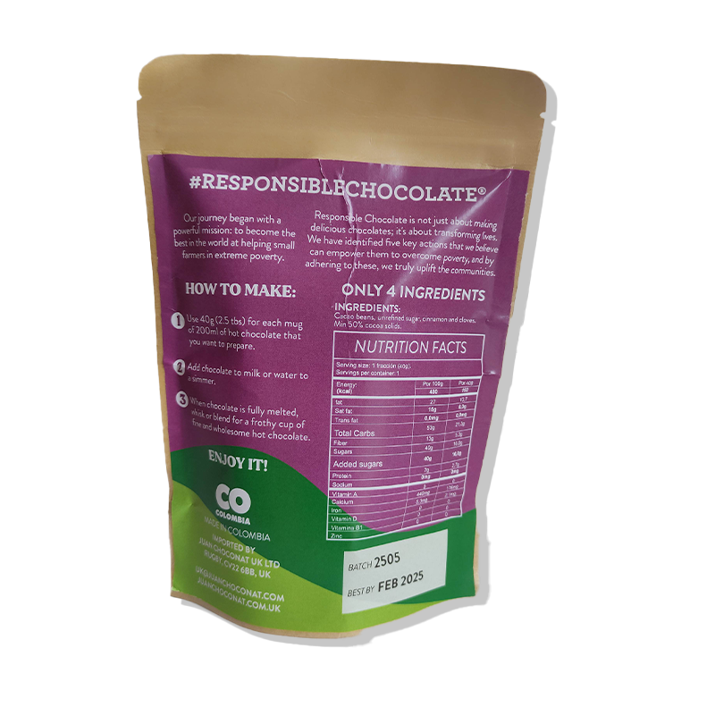 Hot Chocolate 50% Cacao with Cinnamon & Cloves - 240 g - Ground | Juan ...